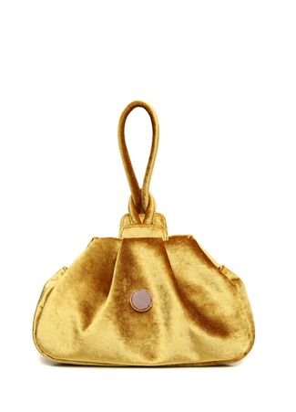 Mehry Mu Kadın Agatha Sarı Kadife El Çantası Altın Rengi EU