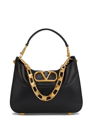 Valentino Garavani Kadın Siyah Logo Detaylı Deri Çanta EU
