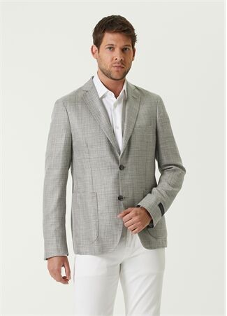 Pal Zileri Erkek Gri Kelebek Yaka Yün Ceket 48 IT