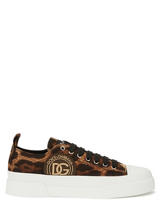 Dolce&Gabbana Kadın Leopar Desenli Logolu Sneaker Kahverengi 36 EU Dolce&Gabbana Kadın Leopar Desenli Logolu Sneaker Kahverengi 36 EU