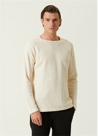 Network Erkek Slim Fit Ekru Örgü Dokulu Kazak Bej S EU