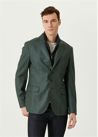 Pal Zileri Erkek Yeşil İç Yaka Detaylı Yün Ceket 50 IT