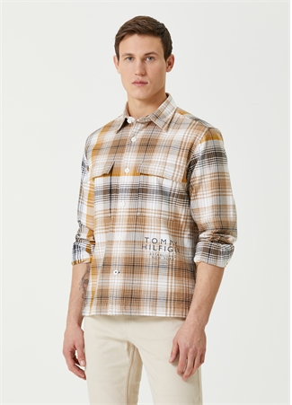 Tommy Hilfiger Erkek Shadow Check Kareli Gömlek Haki L EU Tommy Hilfiger Erkek Shadow Check Kareli Gömlek Haki L EU