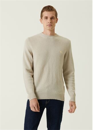 Etro Erkek Bej Logo Nakışlı Yün Kazak L EU