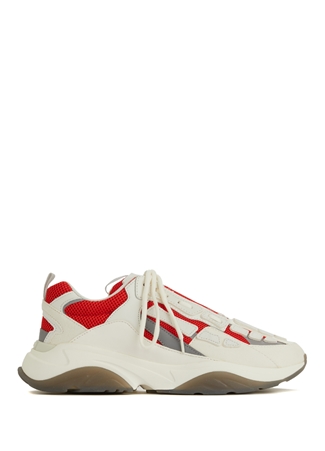 Amiri Erkek Beyaz Kırmızı Kalın Tabanlı Deri Sneaker 42 EU