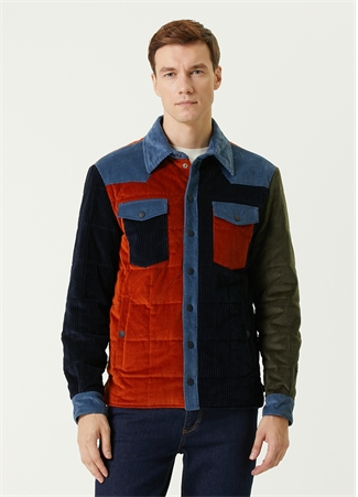 Dolce&Gabbana Erkek Colorblocked Polo Yaka Kadife Dış Gömlek Kahverengi 50 IT Dolce&Gabbana Erkek Colorblocked Polo Yaka Kadife Dış Gömlek Kahverengi 50 IT