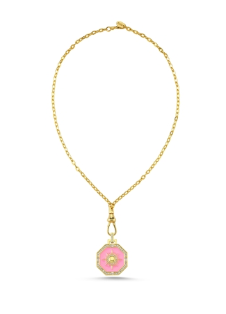 Berrin Özkan Kadın Pembe Madalyon Formlu Altın Rengi Kaplama Kolye EU Berrin Özkan Kadın Pembe Madalyon Formlu Altın Rengi Kaplama Kolye EU
