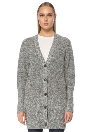 Kenzo Kadın Gri Logo Patch Detaylı Hırka Kahverengi XS EU