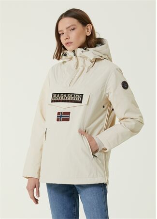 Napapijri Kadın Rainforest Bej Kapüşonlu Mont M EU