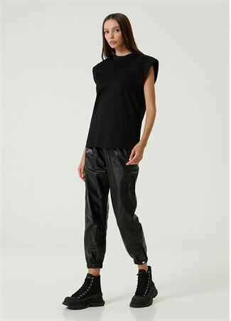 Alexander McQueen Kadın Siyah Logo Detaylı T-shirt 42 IT