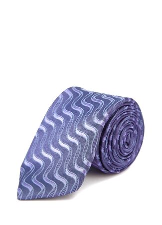 Pal Zileri Erkek Mor Geometrik Desenli İpek Kravat EU