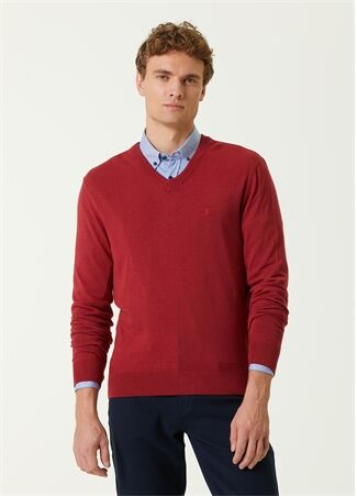 Beymen Club Erkek Kırmızı V Yaka Basic Kazak S