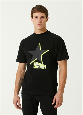 Palm Angels Erkek Siyah Neon Yıldız Figürlü Logolu T-shirt S EU Palm Angels Erkek Siyah Neon Yıldız Figürlü Logolu T-shirt S EU