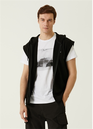 Academia Erkek Siyah Kapüşonlu Logolu Kolsuz Sweatshirt XS EU Academia Erkek Siyah Kapüşonlu Logolu Kolsuz Sweatshirt XS EU