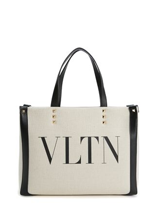 Valentino Garavani Kadın Bej Siyah Logo Detaylı Çanta EU