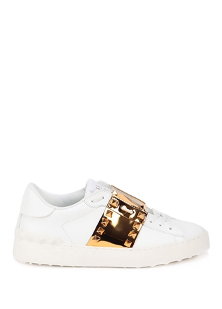 Valentino Garavani Kadın Rockstud Untitled Beyaz Gold Sneaker 38 EU