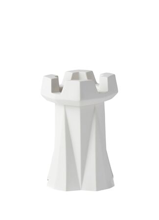 Esma Dereboy Fildişi Kale Formlu Porselen Şamdan Bej