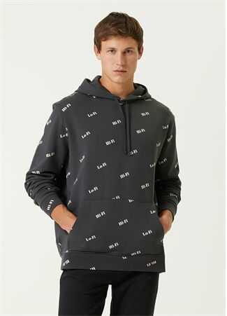 Allsaints Erkek Lo Fi Hi Pi Siyah Kapüşonlu Sweatshirt S EU