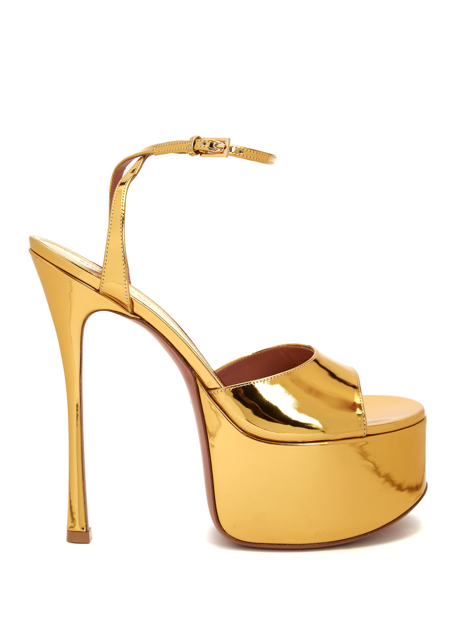 Amina Muaddi - Aya Gold Kadın Deri Sandalet - Gold