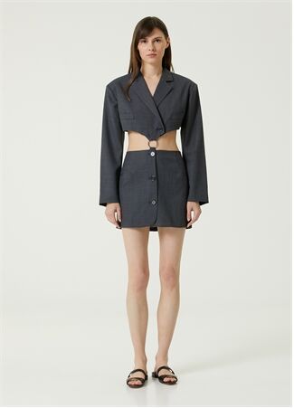 Aya Muse Kadın Gri Kelebek Yaka Bel Dekolteli Mini Elbise S EU Aya Muse Kadın Gri Kelebek Yaka Bel Dekolteli Mini Elbise S EU