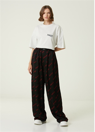 Balenciaga Kadın Kırmızı Siyah Logo Desenli Pantolon 36 US Balenciaga Kadın Kırmızı Siyah Logo Desenli Pantolon 36 US