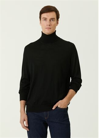 Zegna Erkek Siyah Balıkçı Yaka Yün Kazak 54 IT