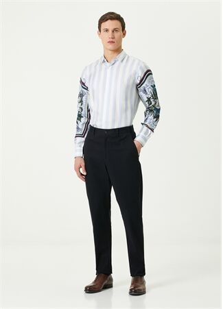 Pal Zileri Erkek Siyah Kemer Detaylı Pantolon 46 IT