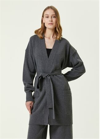 Joseph Kadın Relaxed Fit Gri Kuşaklı Yün Hırka XS EU