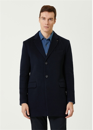 Network Erkek Slim Fit Lacivert Kaşmir Palto 46 EU Network Erkek Slim Fit Lacivert Kaşmir Palto 46 EU