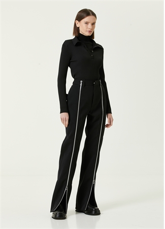 Bottega Veneta Kadın Siyah Fermuar Detaylı Pantolon 38 IT Bottega Veneta Kadın Siyah Fermuar Detaylı Pantolon 38 IT