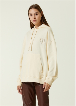 Nanushka Kadın Krem Kapüşonlu Organik Pamuklu Sweatshirt Bej XS EU