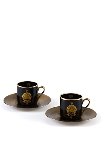 Har Siyah Sırlı Porselen Fincan Seti Çok Renkli Har Siyah Sırlı Porselen Fincan Seti Çok Renkli