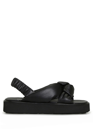 Miu Kadın Siyah Düğüm Detaylı Deri Sandalet 36 EU