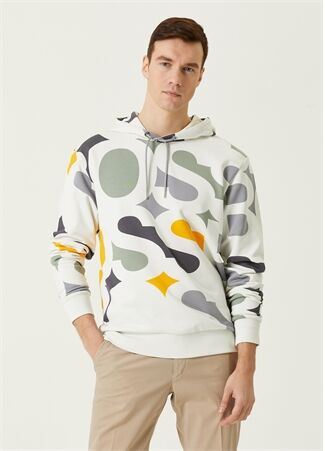 Boss Erkek SWEATSHIRT Beyaz L EU