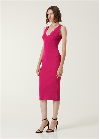 Academia Kadın Şeftali V Yaka Askılı Midi Triko Elbise Pembe XS Academia Kadın Şeftali V Yaka Askılı Midi Triko Elbise Pembe XS