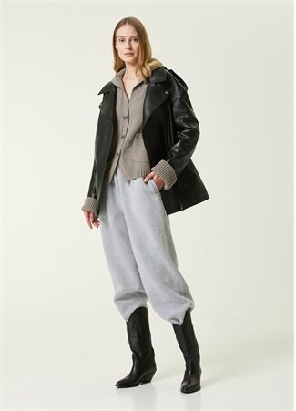 The Mannei Kadın Gri Paçası Fermuarlı Eşofman Altı 2 US