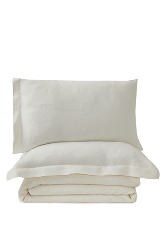 Graziano Home Essere Beyaz Keten Nevresim Takımı Bej