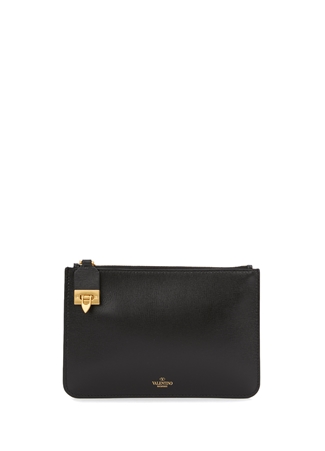 Valentino Garavani Kadın Siyah Kilit Detaylı Deri Cüzdan EU Valentino Garavani Kadın Siyah Kilit Detaylı Deri Cüzdan EU
