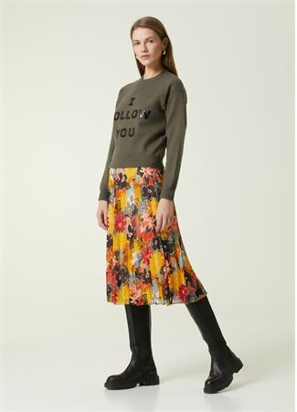 Beymen Club Kadın Çiçekli Pilili Midi Şifon Etek 34