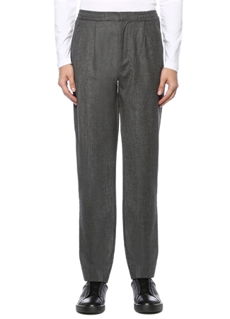 Beymen Collection Erkek Gri Beli Büzgülü Mikro Kareli Pilili Yün Pantolon 46 IT