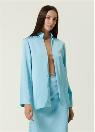 Jacquemus Kadın Mavi Yırtmaç Detaylı Gömlek 38 FR