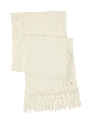 Beymen Collection Kadın Krem Örgü Dokulu Şal Beyaz EU
