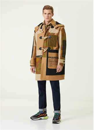 Dsquared2 Erkek Haki Bej Kapüşonlu Logolu Yün Parka 48 IT Dsquared2 Erkek Haki Bej Kapüşonlu Logolu Yün Parka 48 IT