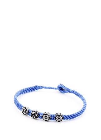 Boga Erkek Chakra Symbols Mavi Makrame Gümüş Rengi Bileklik EU Boga Erkek Chakra Symbols Mavi Makrame Gümüş Rengi Bileklik EU