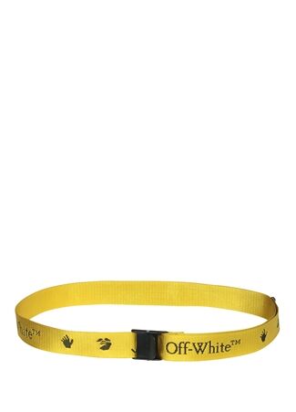 Off-White Kadın Sarı Siyah Logo Jakarlı Kemer EU