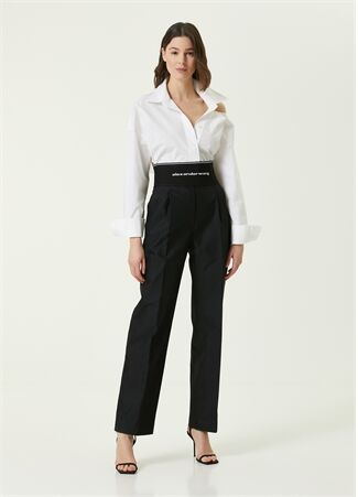 Alexander Wang Kadın Siyah Logo Bantlı Boru Paça Pantolon 8 US Alexander Wang Kadın Siyah Logo Bantlı Boru Paça Pantolon 8 US