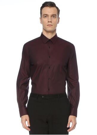 Palzileri Lab Erkek Bordo İngiliz Yaka Gömlek 40 IT