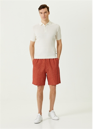 Emporio Armani Erkek Kırmızı Beli Kordonlu Keten Bermuda 50 IT Emporio Armani Erkek Kırmızı Beli Kordonlu Keten Bermuda 50 IT