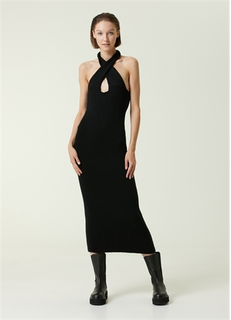 Musier Kadın Siyah Halter Yaka Midi Elbise 34 IT Musier Kadın Siyah Halter Yaka Midi Elbise 34 IT