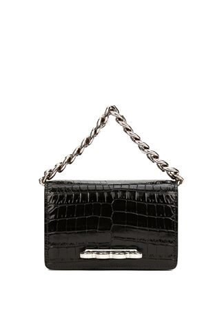 Alexander Mcqueen Kadın Jewelled Siyah Deri Omuz Çantası Siyah Eu